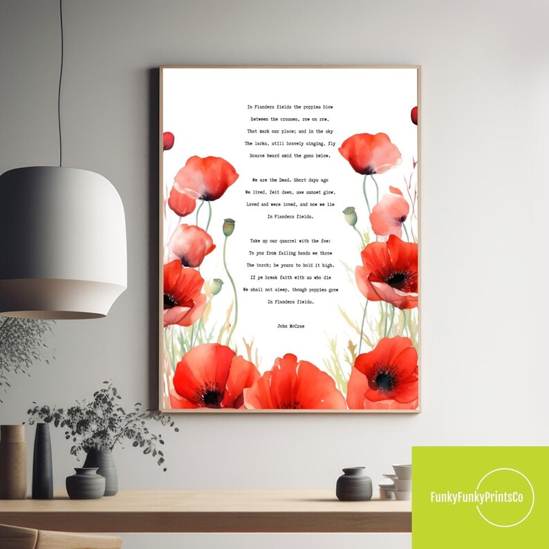 In Flanders Fields Art Printables, Motivational Wall Decor, Watercolor ...