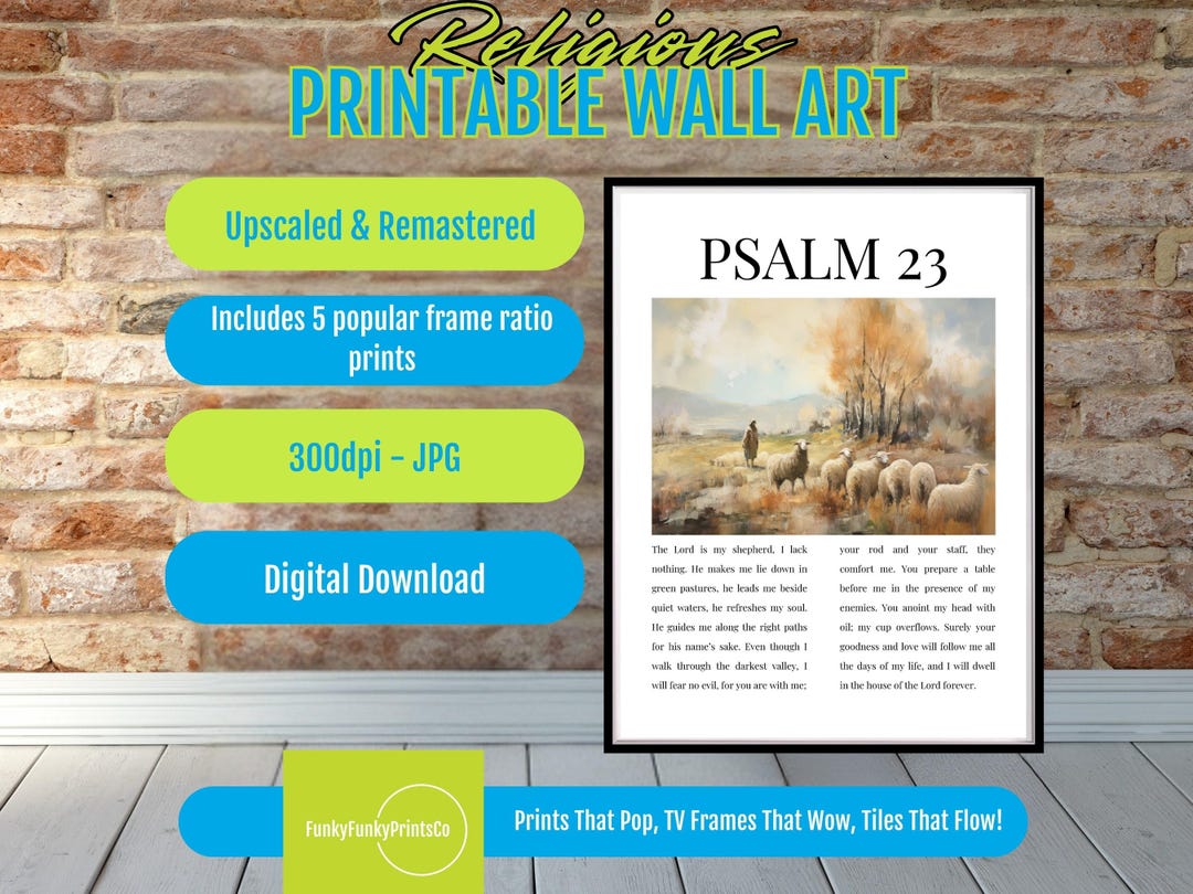 Psalm 23 Art PRINTABLE Christian Wall Decor Bible Verse Print ...