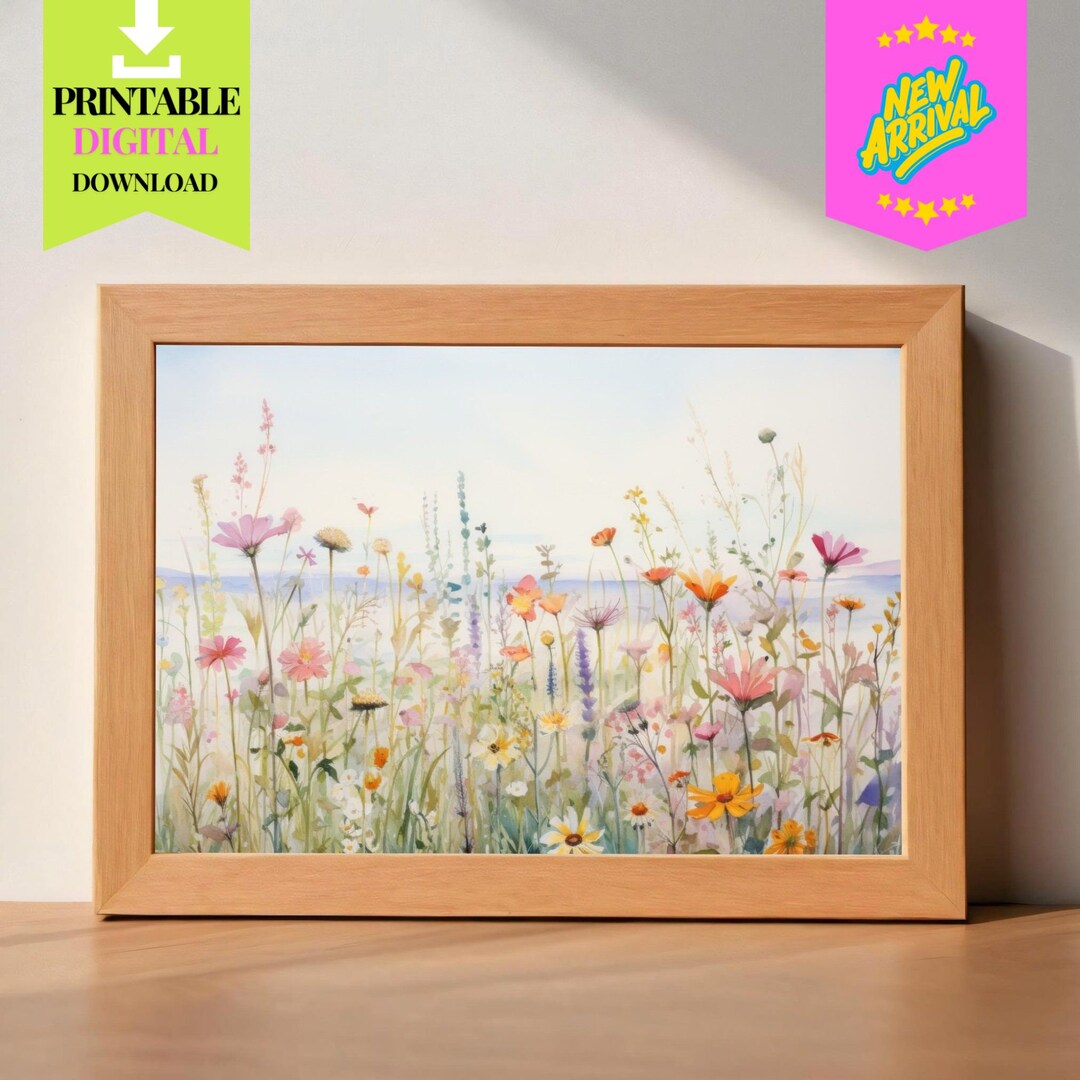 Spring Wildflowers Painting Digital Print Printable Wall Art Spring ...