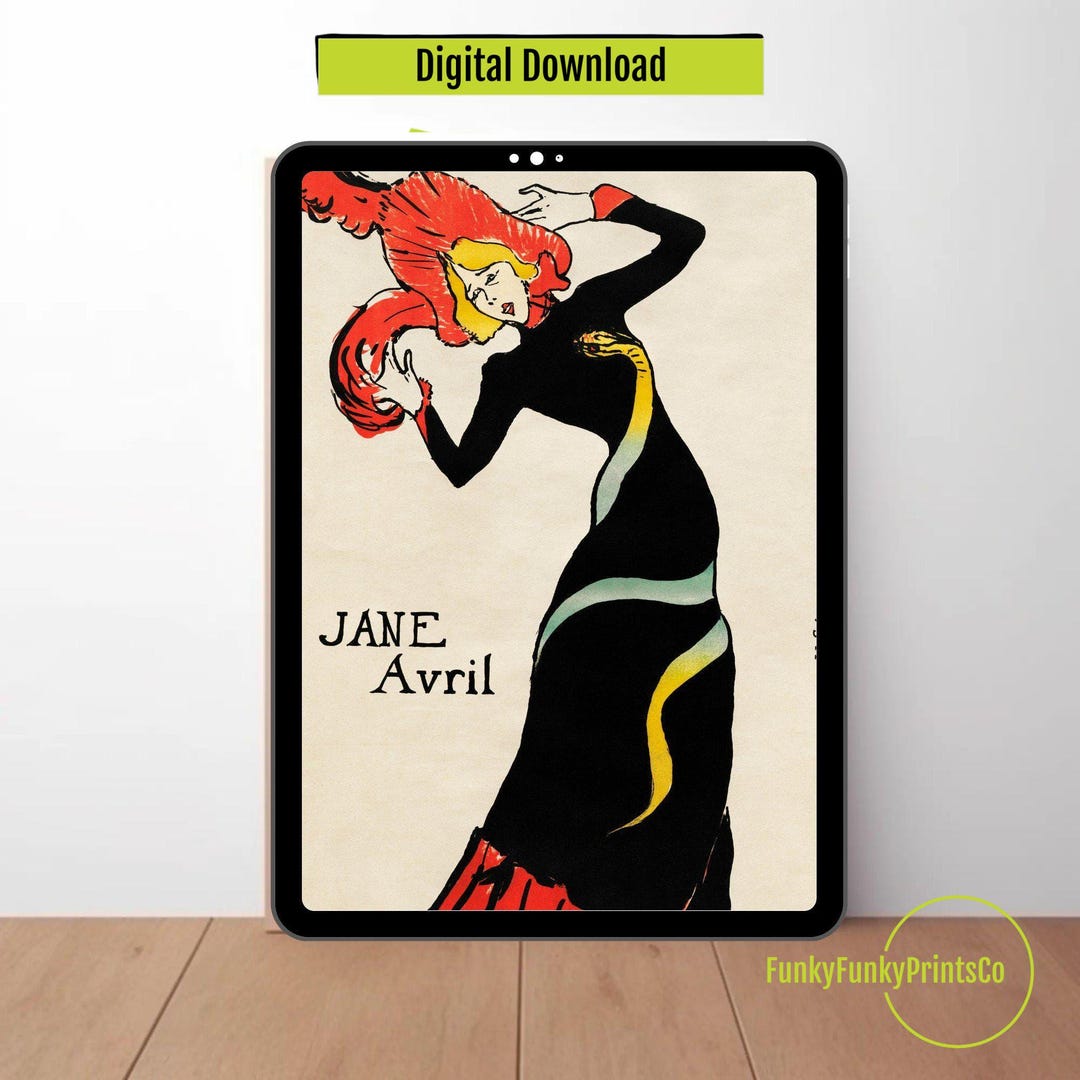 Moulin Rouge Art Print, Jane Avril Poster, Toulouse Lautrec Vintage ...