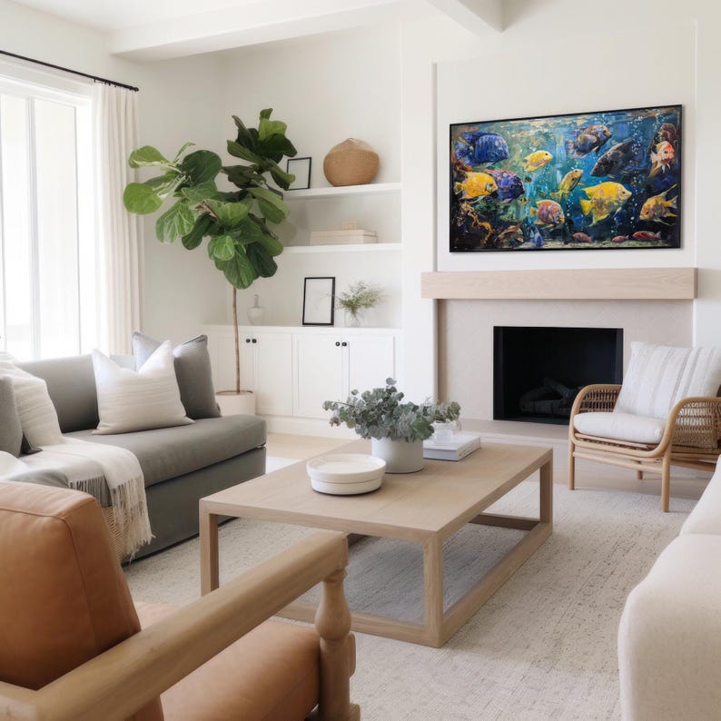 Underwater Aquarium Art for Samsung Frame TV - Fish Oil Painting | 4K ...