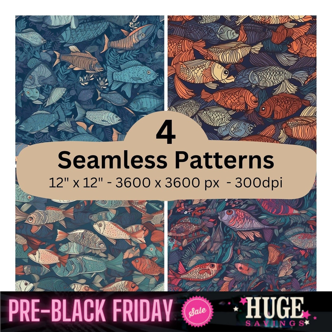 Fishy Fish Design Seamless Patterns Bundle Set of 4 12x12 - Etsy