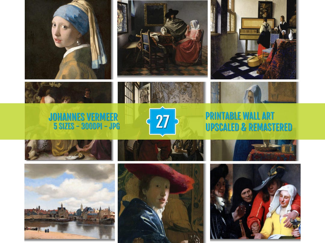 Vermeer Wall Art Prints Set Dutch Golden Age Painting Decor Digital ...