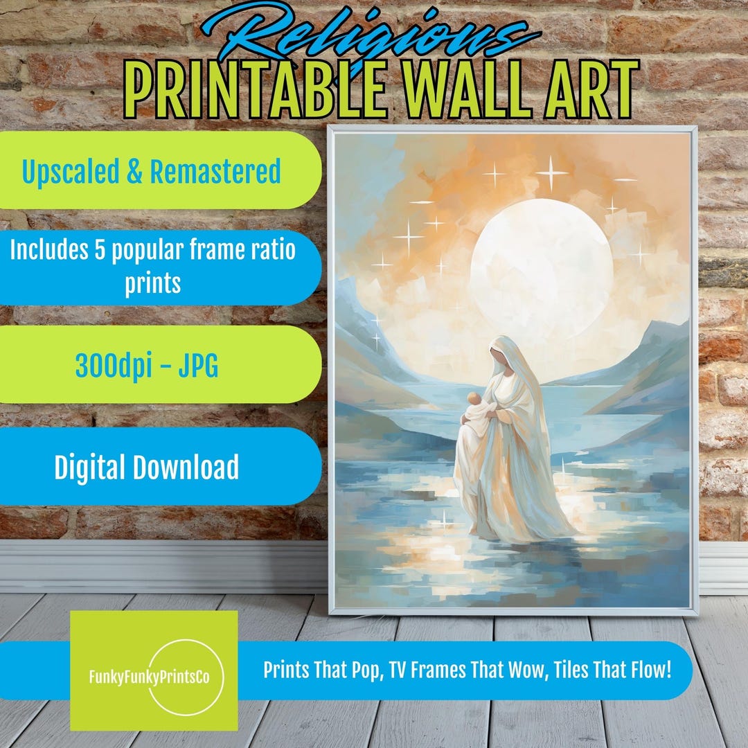 Mary and Jesus Painting, Mother and Child Religious Artwork, Christian ...