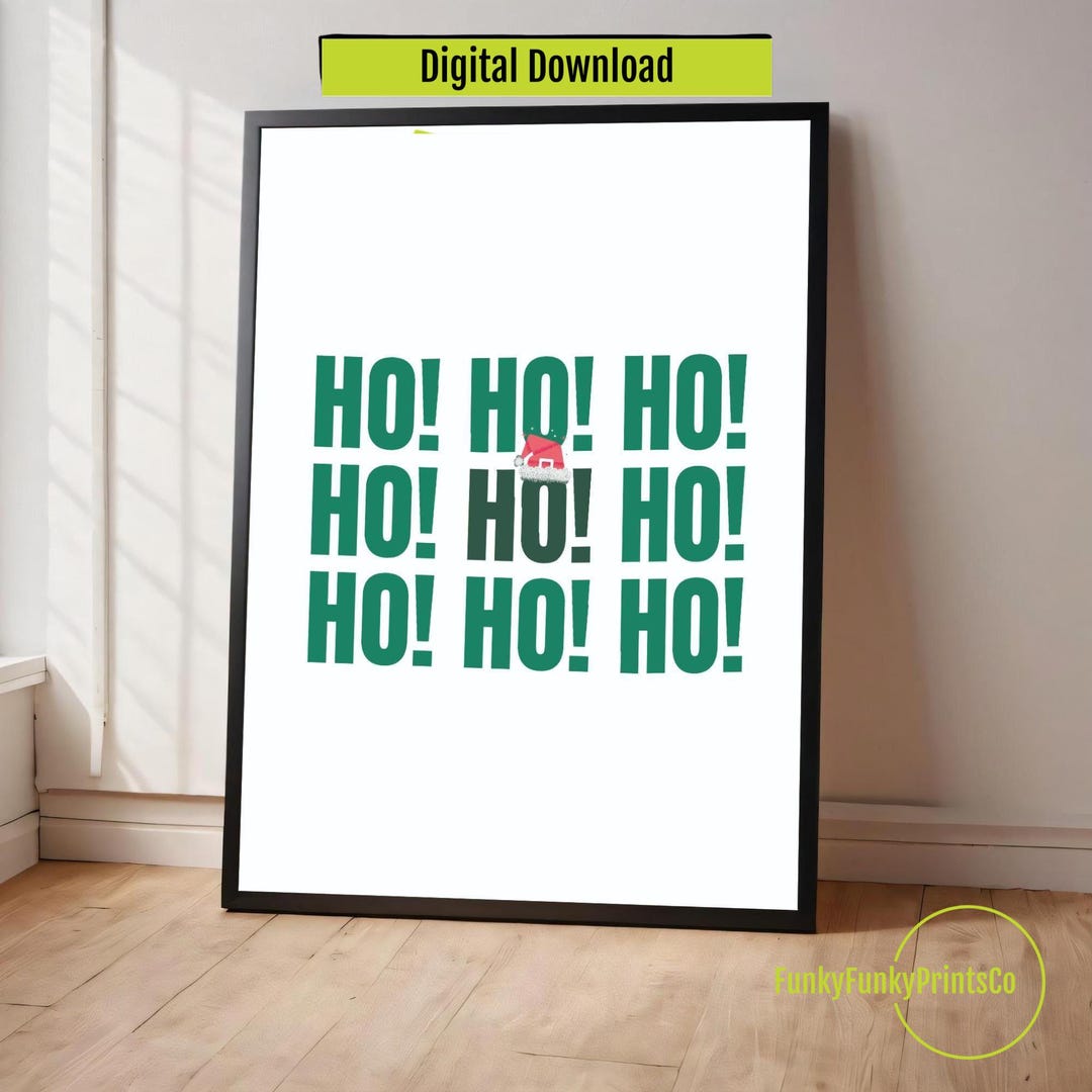 Christmas Wall Art, HO HO HO Printable Art, Digital Download Holiday ...