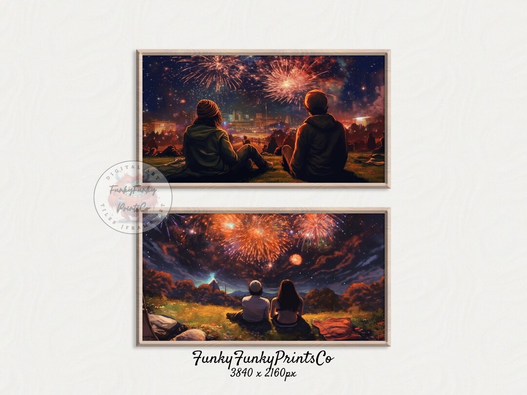 Frame TV Art Fireworks Overlays Celebration Fireworks, 4K HD 16x9, Real ...