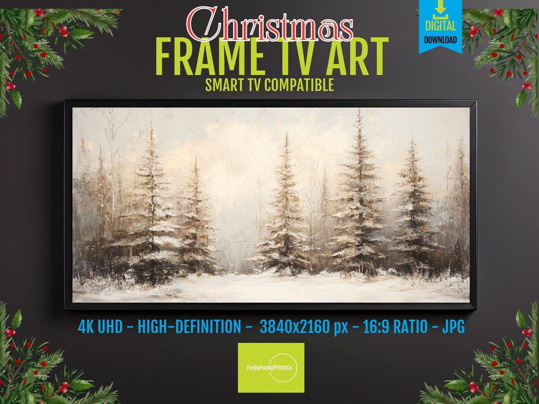 Winter Forest Landscape Art for Samsung Frame TV 16x9 4K HD Snowy Pine ...