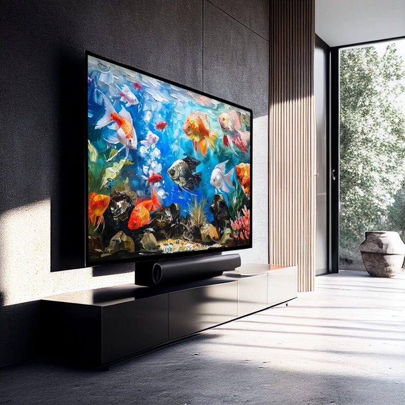 Underwater Aquarium Art for Samsung Frame TV - Vibrant Fish Painting ...