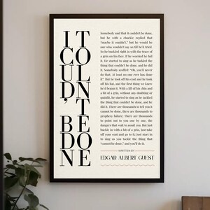 It Couldn't Be Done Poem Art Print by Edgar Albert Guest, Inspirational ...