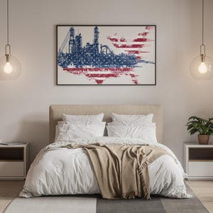 Bold Color Palette Stylized Map Printable Wall Art - Modern US Map ...