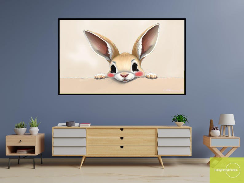 Cartoon Rabbit Print: Whimsical Nursery Art, 4K Illustration (digital ...