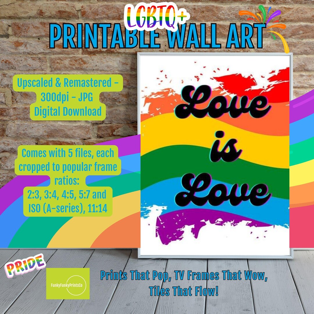 Pride Wall Art Printable, Love is Love Digital Download, LGBTQ Decor ...