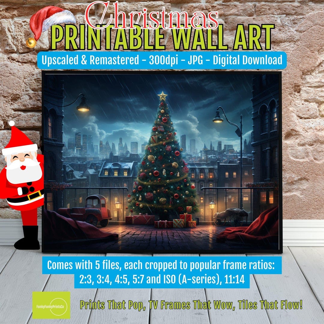 Festive Christmas Wall Art Printable Digital Holiday Decor Download ...