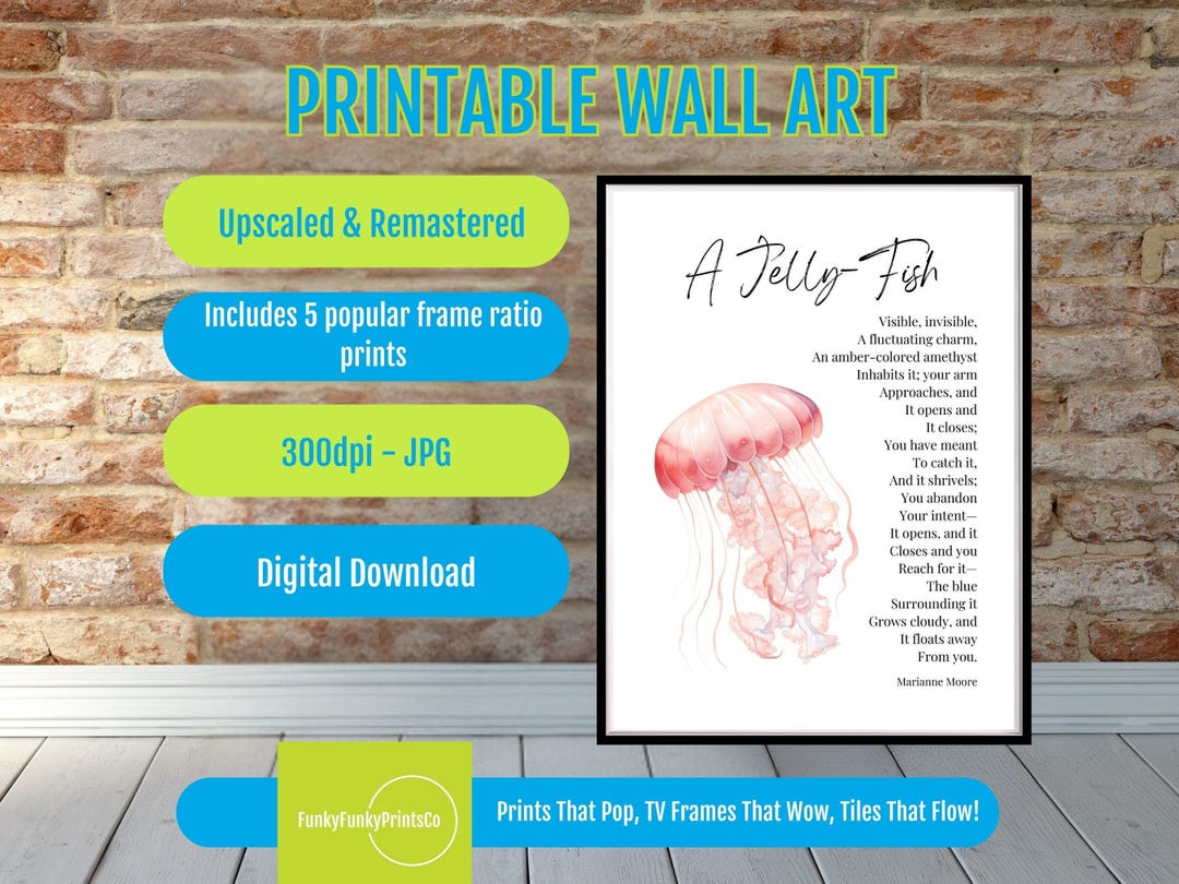 A Jelly-fish by Marianne Moore PRINTABLE Wall Art - Poetry-inspired ...