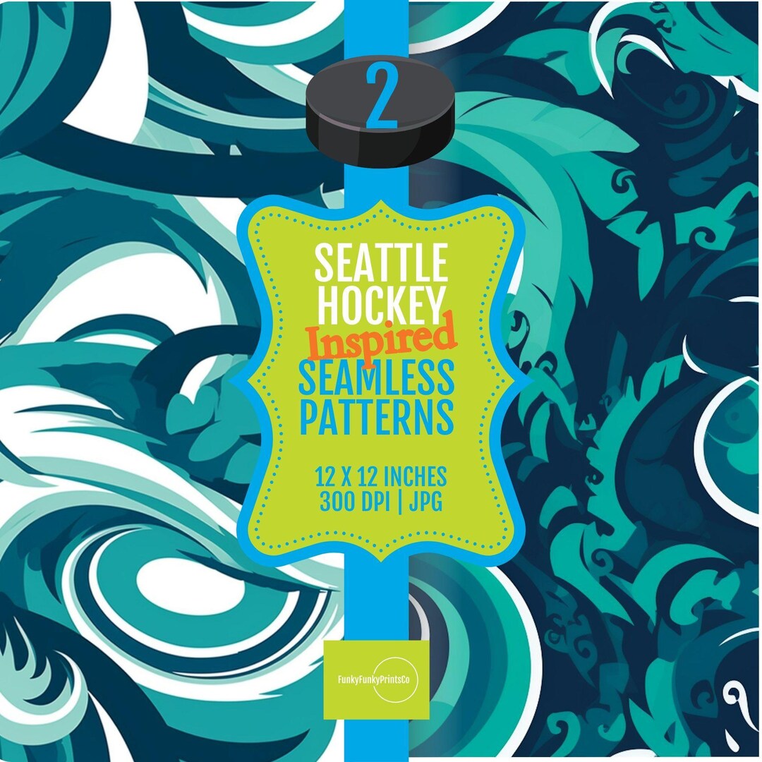 Seattle Hockey Inspired Digital Tiles, Set of 2 - PRINTABLE Papers ...