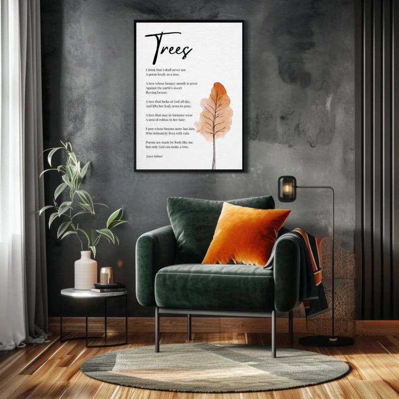 Trees Poem by Joyce Kilmer, Inspirational Printable Wall Art, Tree ...
