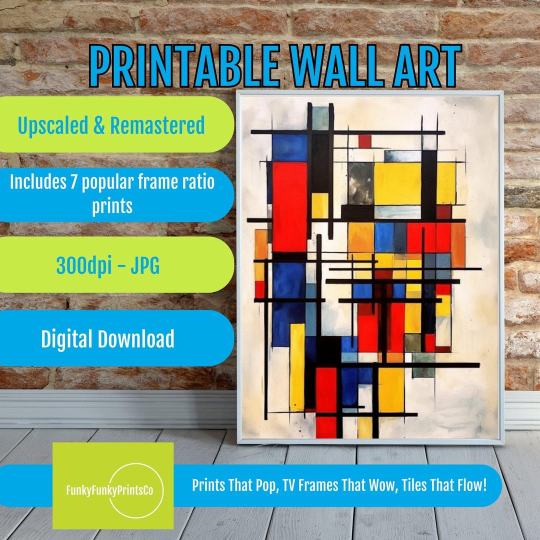 Vibrant Cubism PRINTABLE Wall Art - Living Room Decor, Colorful ...