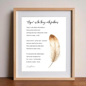 Hope Poem by Emily Dickinson, Inspirational Printable Wall Art, Digital ...