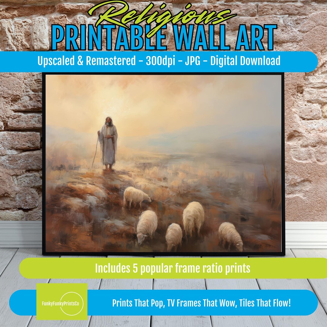 Christian Wall Art the Lord is My Shepherd With Jesus and Sheep Print ...