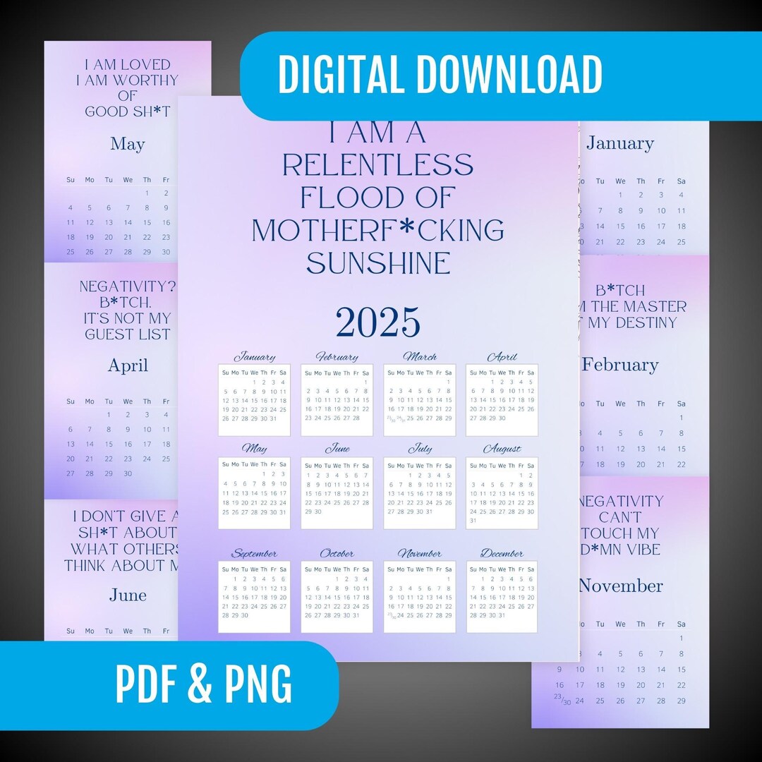 2025 Wall Calendar Large Printable – Funny Monthly and Lunar Digital ...