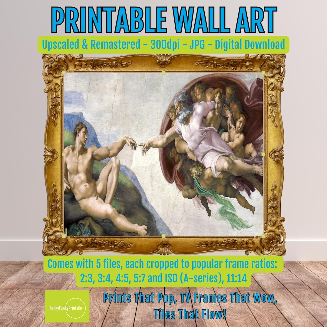 Michelangelos Creation of Adam Poster Print Iconic Renaissance Art From ...