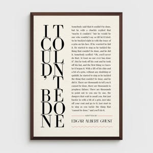 It Couldn't Be Done Poem Art Print by Edgar Albert Guest, Inspirational ...