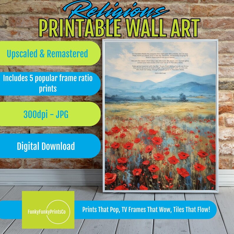 In Flanders Fields Poem Print, Remembrance Day Wall Art, Poppy Field ...