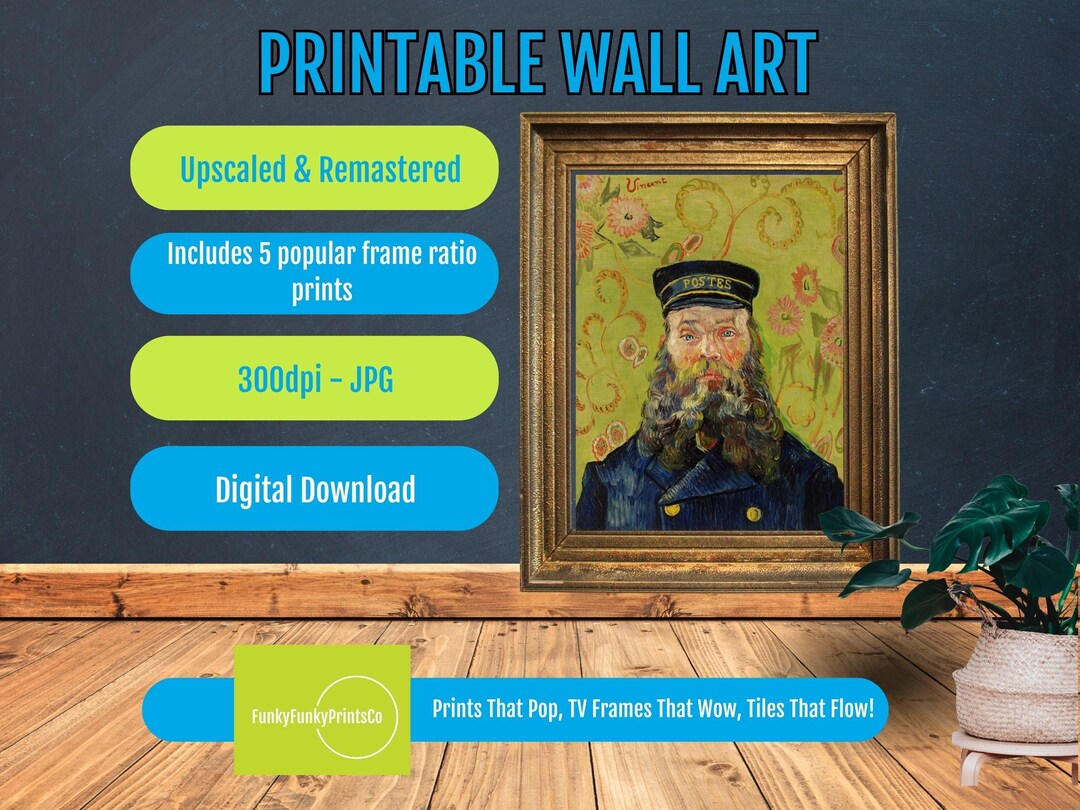Vincent Van Gogh Postman Portrait Print - Classic Art Print - Vibrant ...