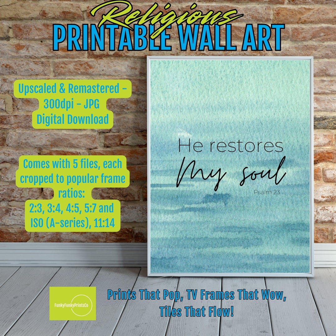 Psalm 23 Verse PRINTABLE Wall Art Christian Theme Religious Home Decor ...