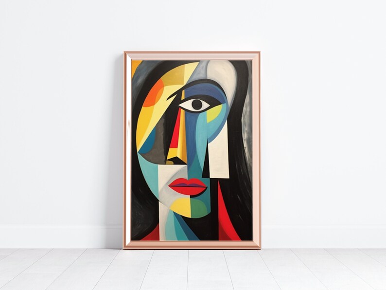 Picasso Inspired Line Art Print Modern Abstract Face PRINTABLE Wall Art ...