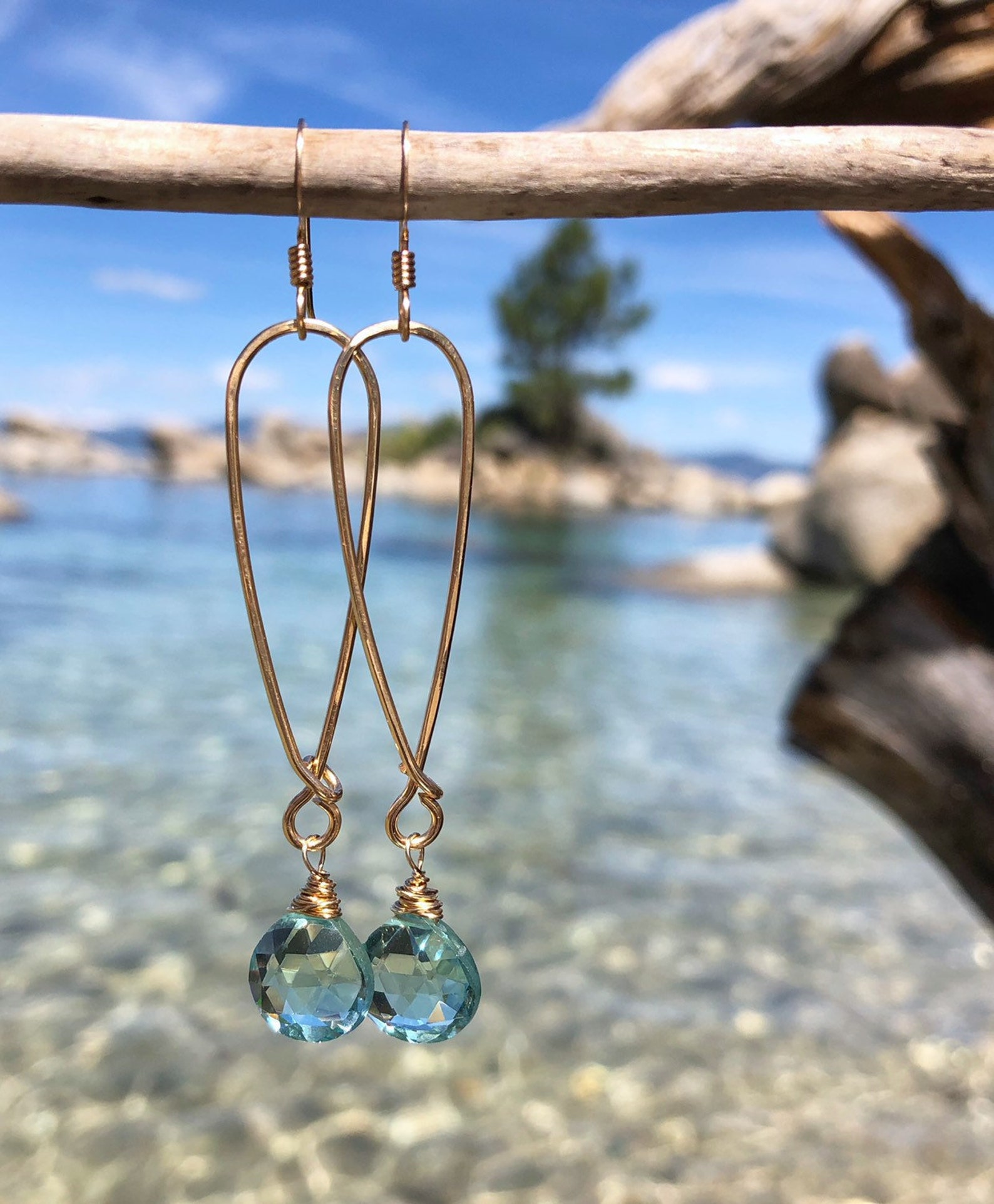 Long Inverted Teardrop With Green Amethyst Drop - Etsy