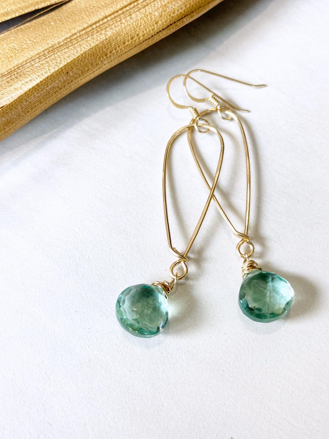 Long Inverted Teardrop With Green Amethyst Drop - Etsy