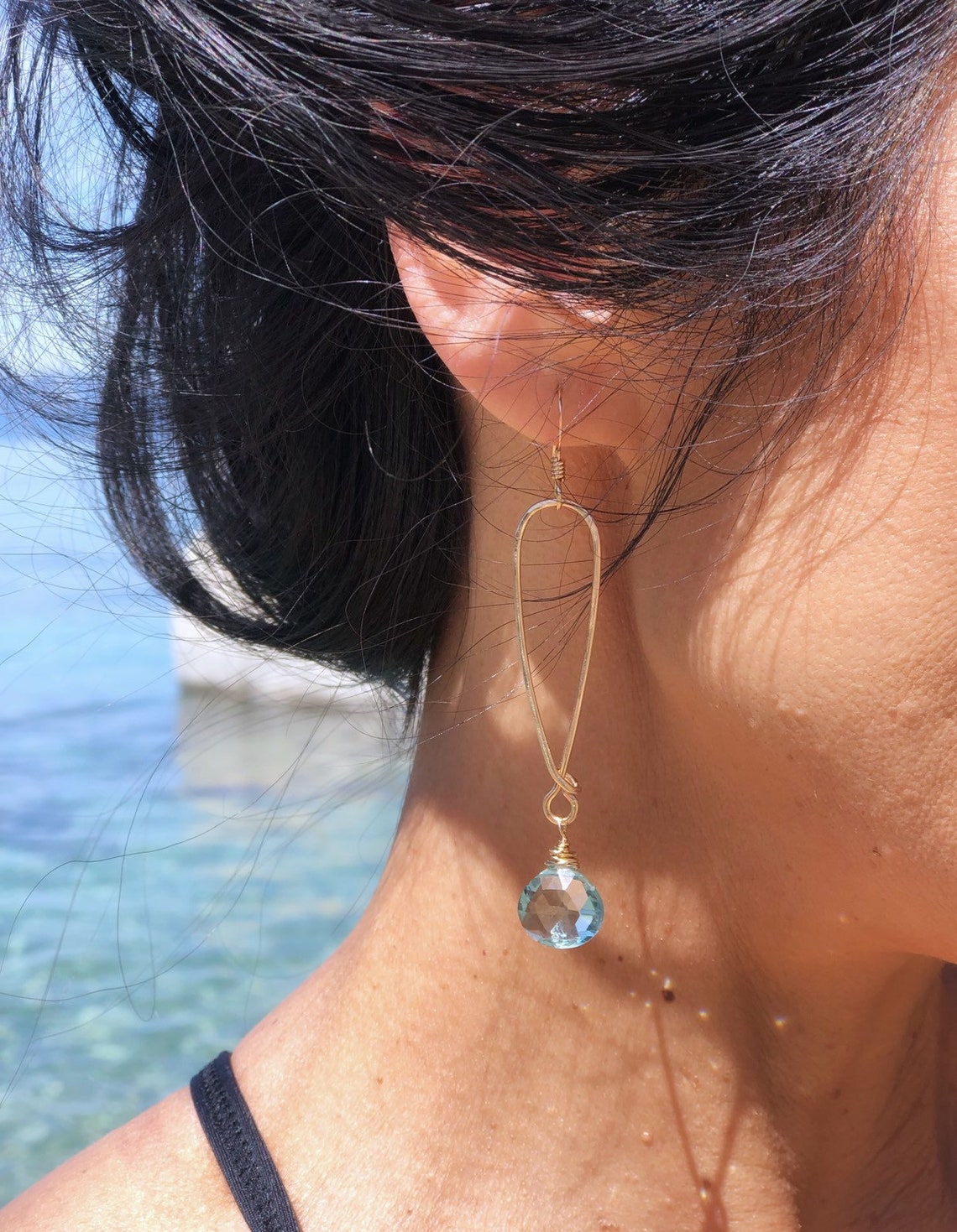 Long Inverted Teardrop With Green Amethyst Drop - Etsy