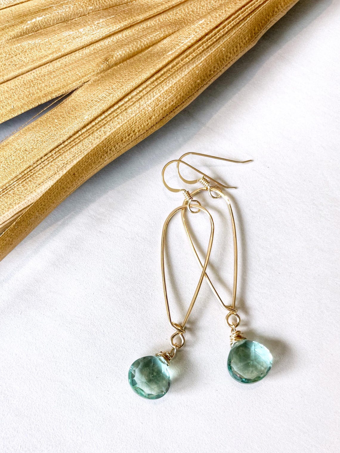 Long Inverted Teardrop With Green Amethyst Drop - Etsy