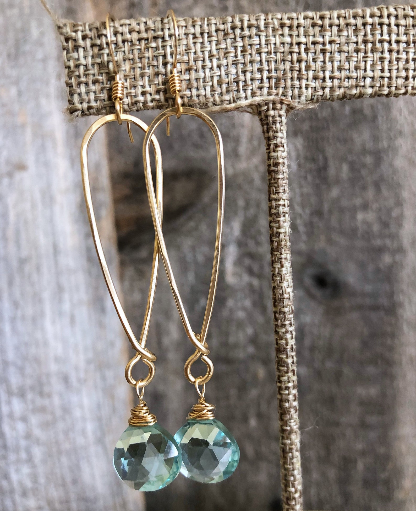 Long Inverted Teardrop With Green Amethyst Drop - Etsy