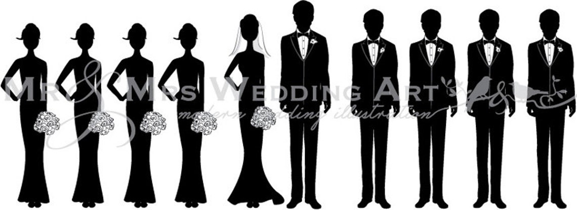 Silhouette Wedding Program Wedding Party 3 Black - Etsy