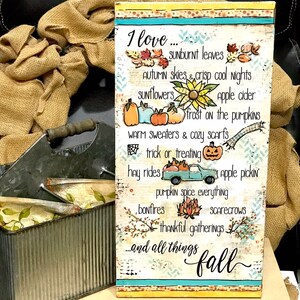 Fall Sign All the Fall Things Autumn Favorites Sign Decor Sunflowers ...
