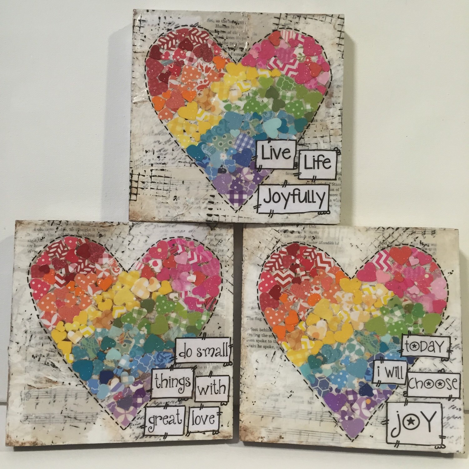 Mixed Media Heart Sign, Heart Decor, Rainbow Heart, Rainbow Sign, Today ...