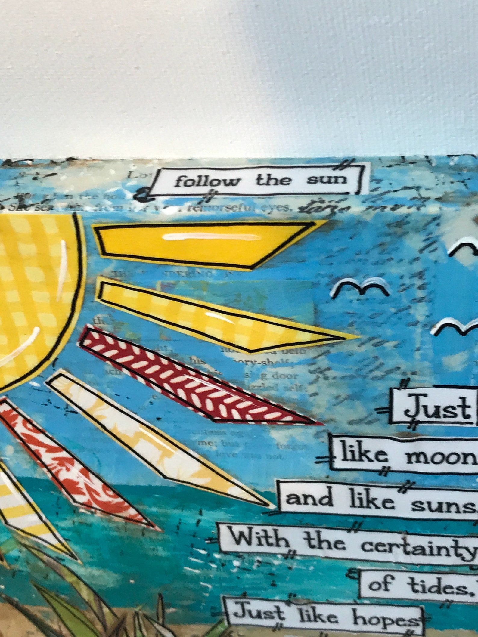 Beach Decor, Beach Sign, Rise Up, Beach Mixed Media Art, Ocean Art ...