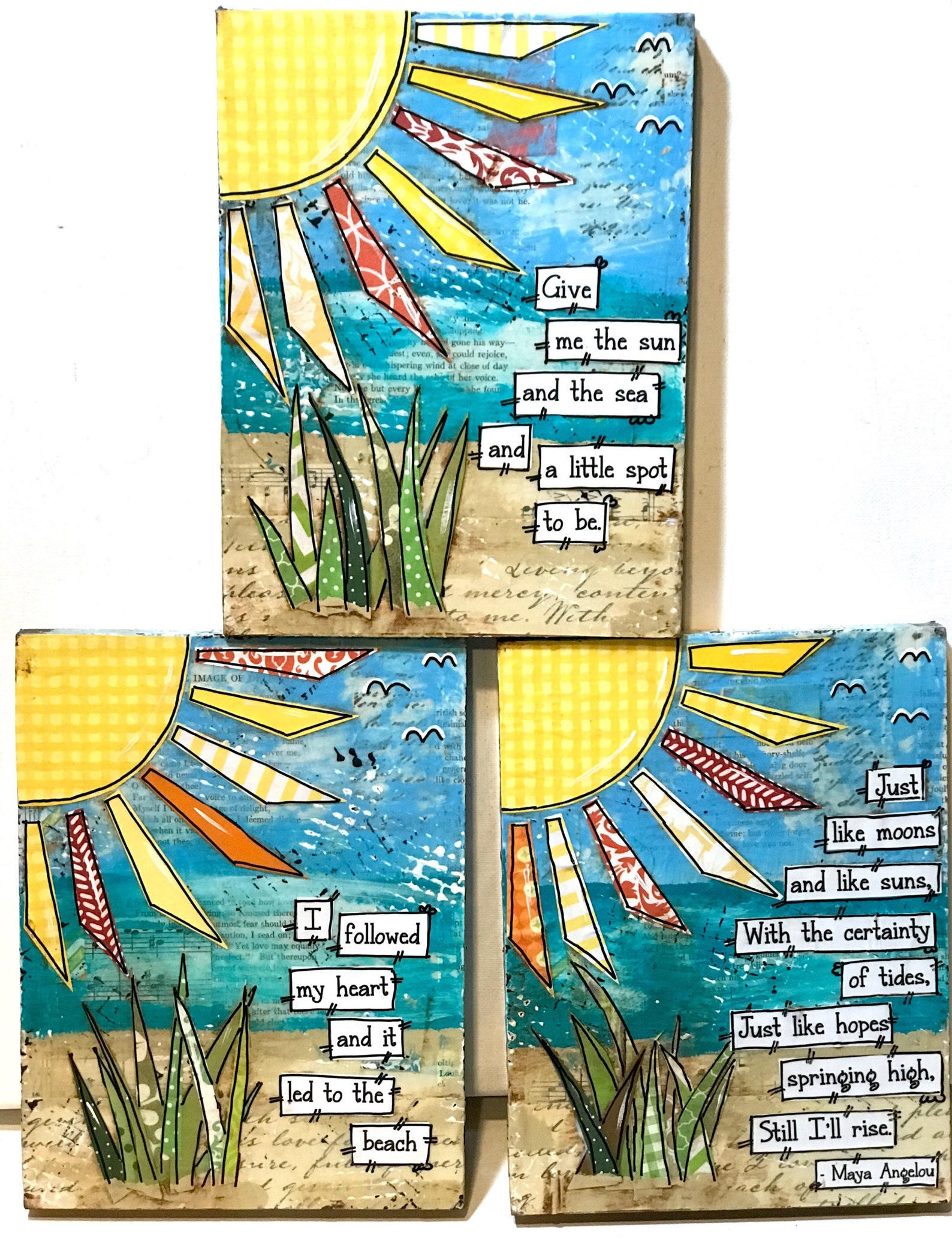 Beach Decor, Beach Sign, Rise Up, Beach Mixed Media Art, Ocean Art ...