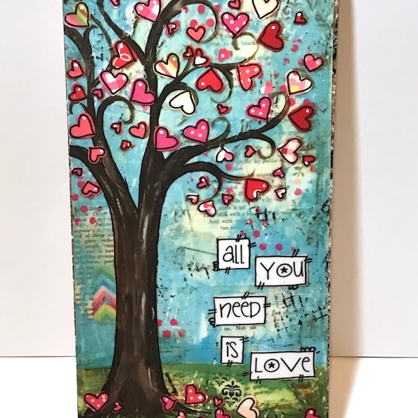Mixed Media Tree Art - Etsy