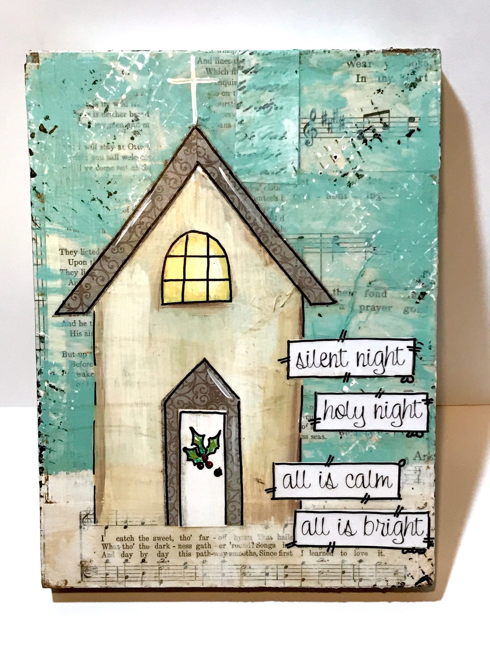 Silent Night lyrics Christmas Church Sign Painted Church | Etsy