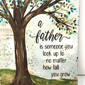 Father's Day Gift, Dad Sign, Painted Tree Sign, Mixed Media Tree ...
