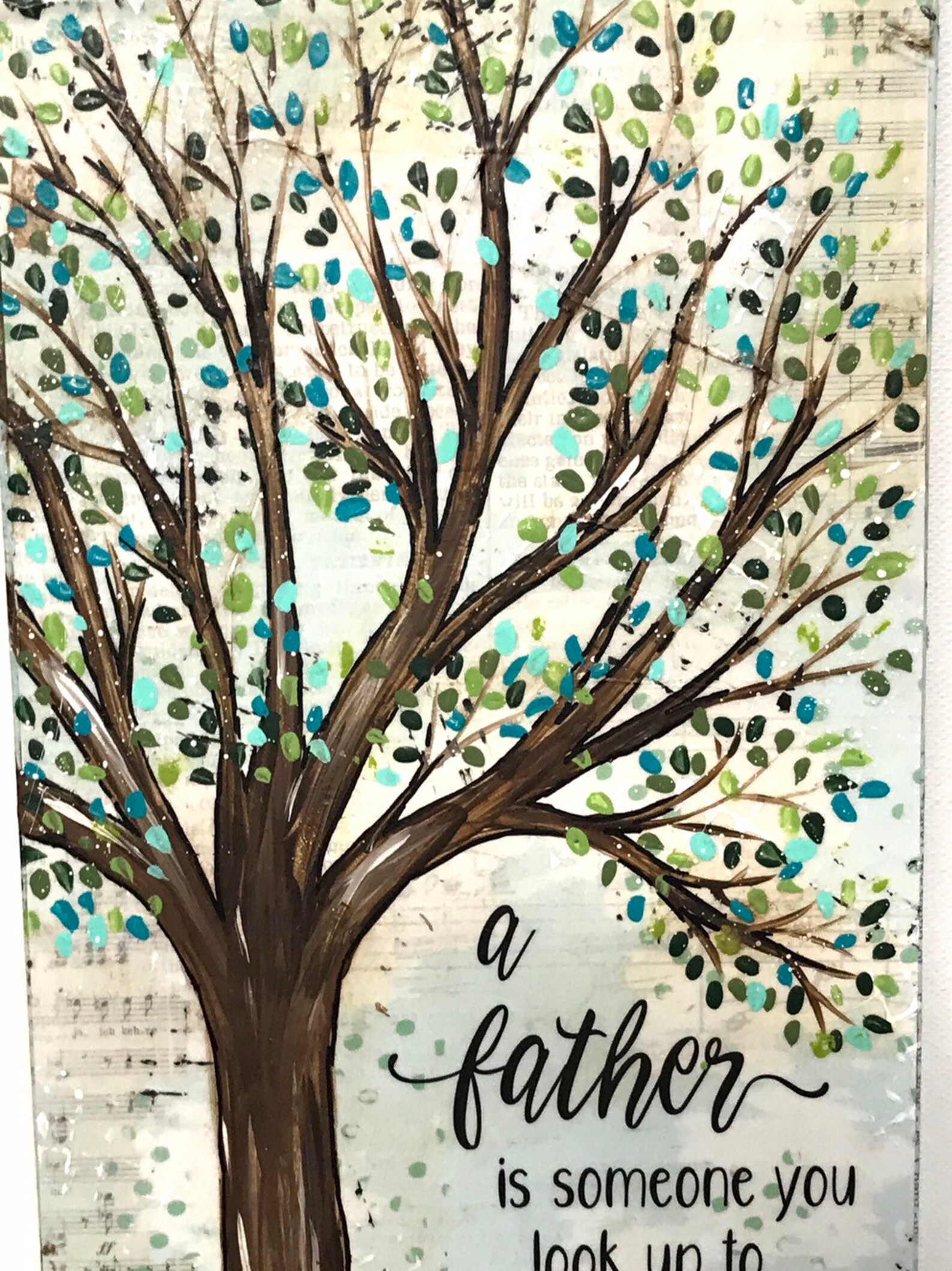 Father's Day Gift Dad Sign Painted Tree Sign Mixed | Etsy