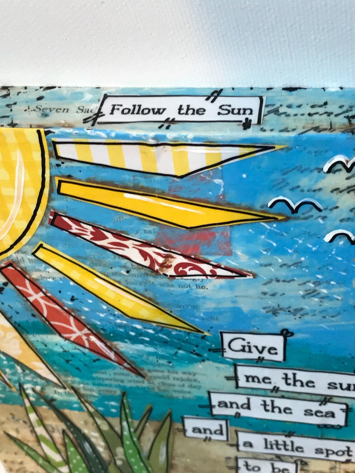 Seascape, Beach Decor, Beach Sign, Beach Mixed Media Art, Ocean Art - Etsy