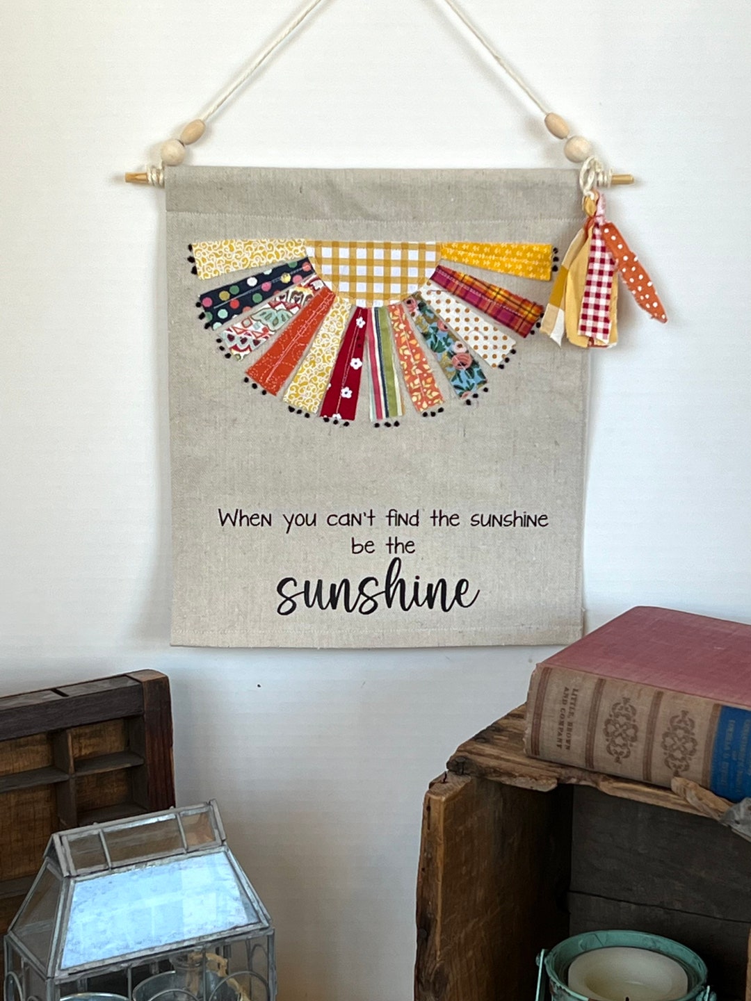 Sunshine Wall Banner, Fabric Wall Decor, Sun Banner, Fabric Appliqué ...