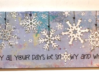 Snowy String Art Snowflake Block. A Sweet & Small Unique Gift. - Etsy