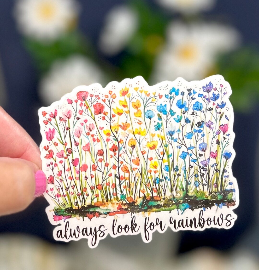 Rainbow Wildflower Sticker, Rainbow Flowers, Waterbottle Sticker ...