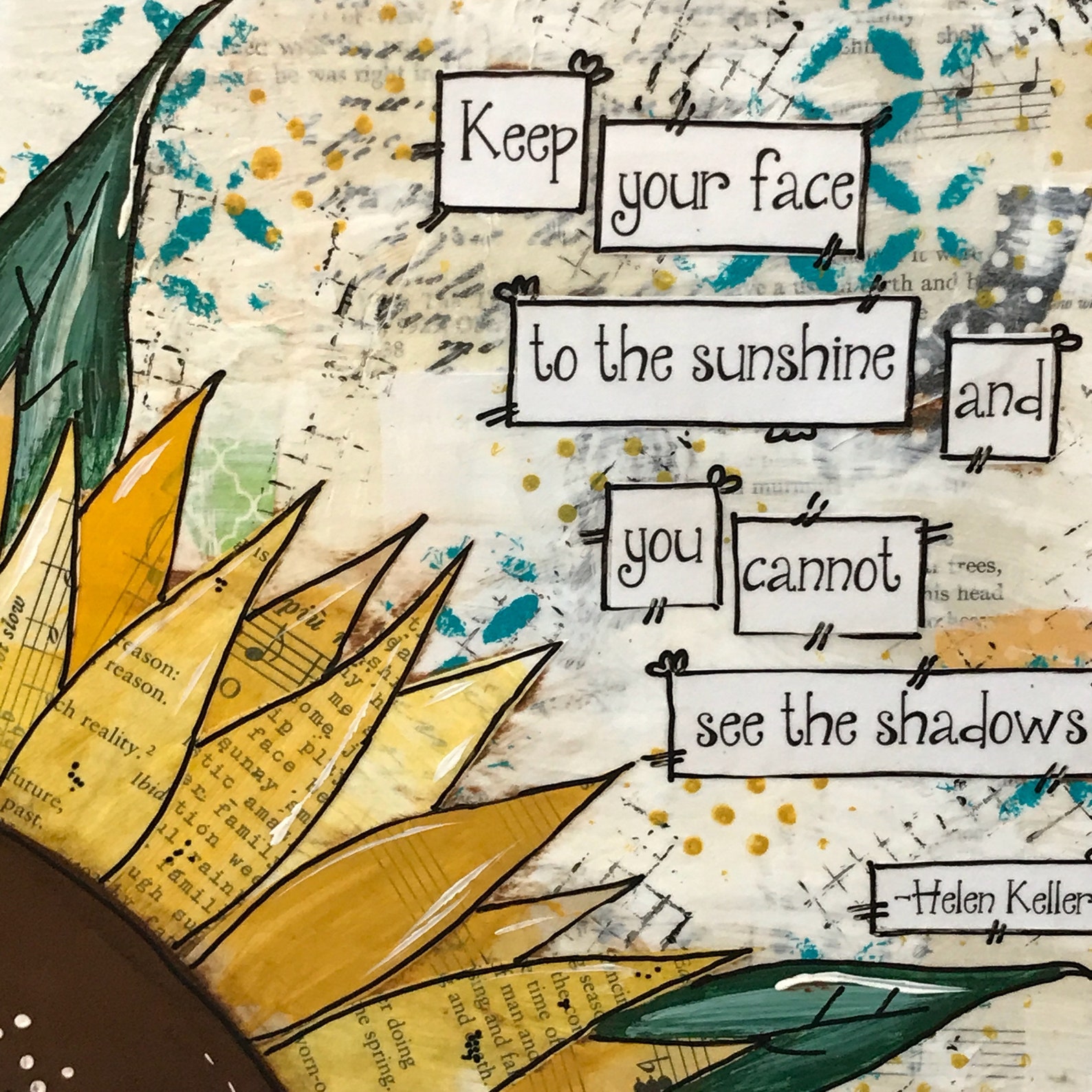 Sunflower Painted Sign, Sunflower Decor, Mixed Media Sunflower, Boho ...