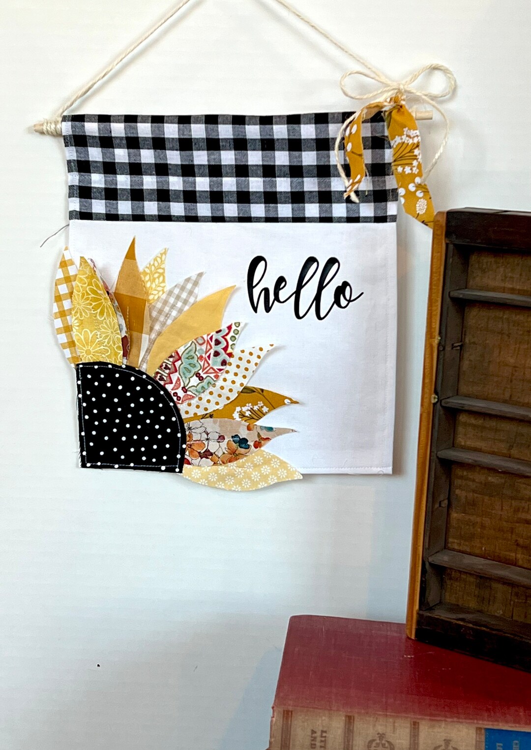 Hello Sunflower Wall Banner Fabric Wall Decor Sunflower - Etsy